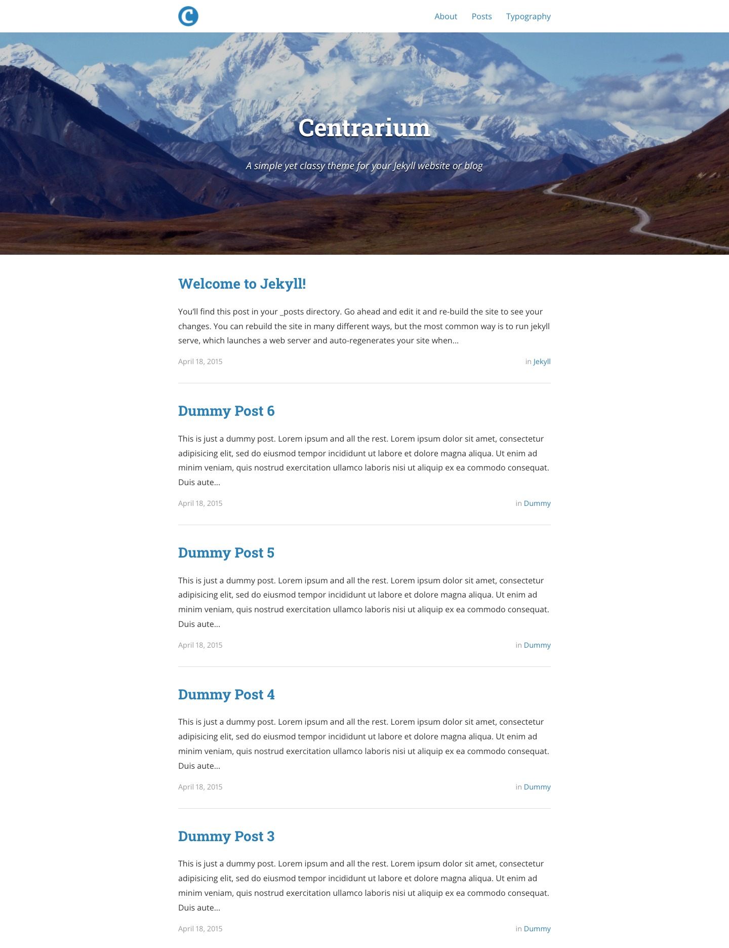 Centrarium – A simple, classy blog theme – Jekyll Themes