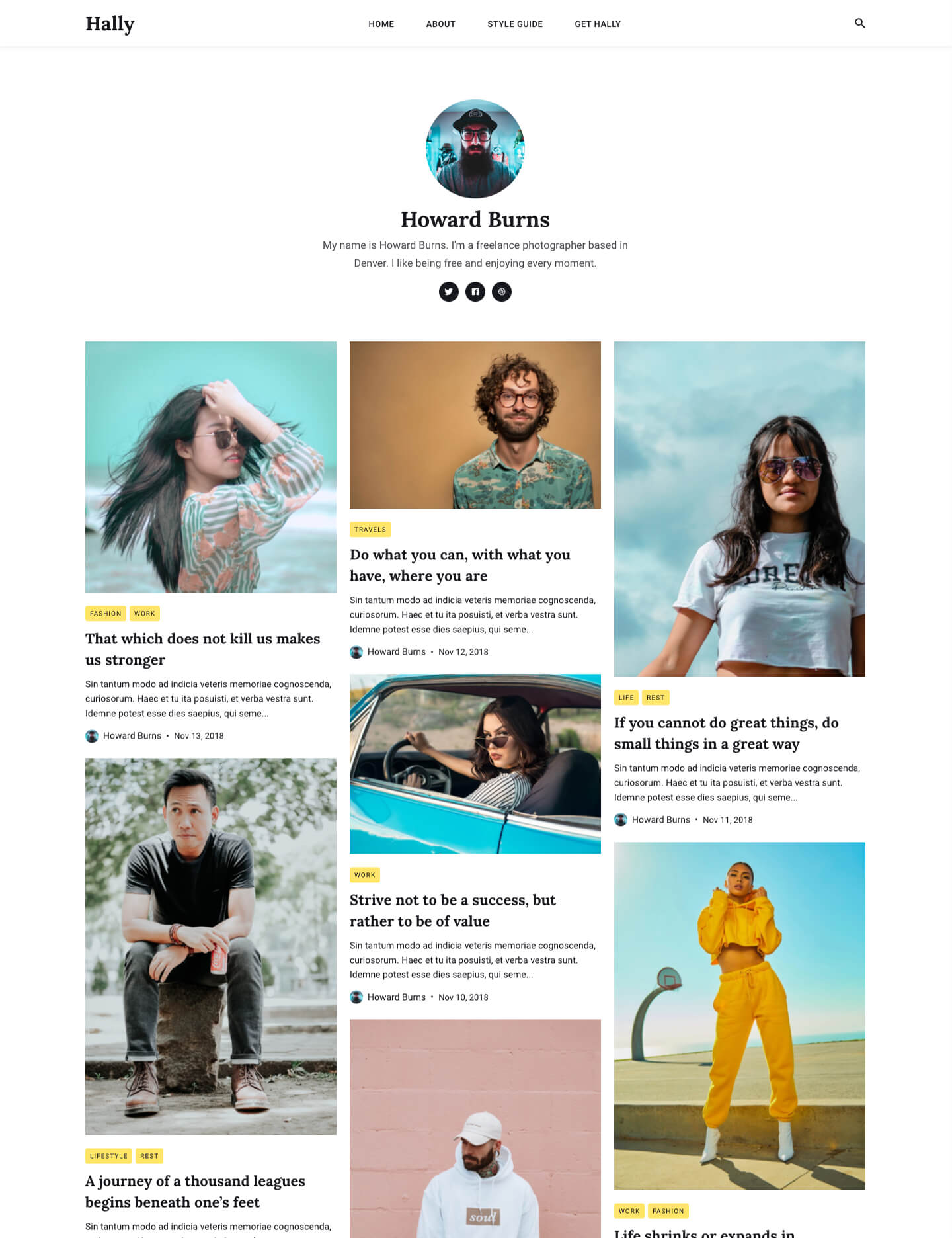 Hally – Minimal masonry Jekyll theme – Jekyll Themes