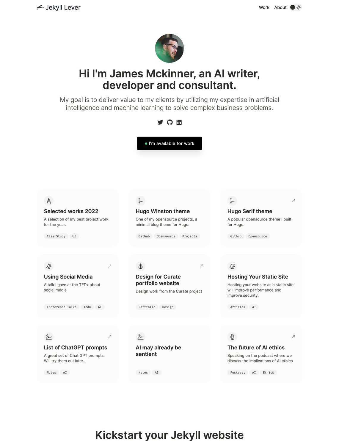 Lever – A minimal resumé theme – Jekyll Themes