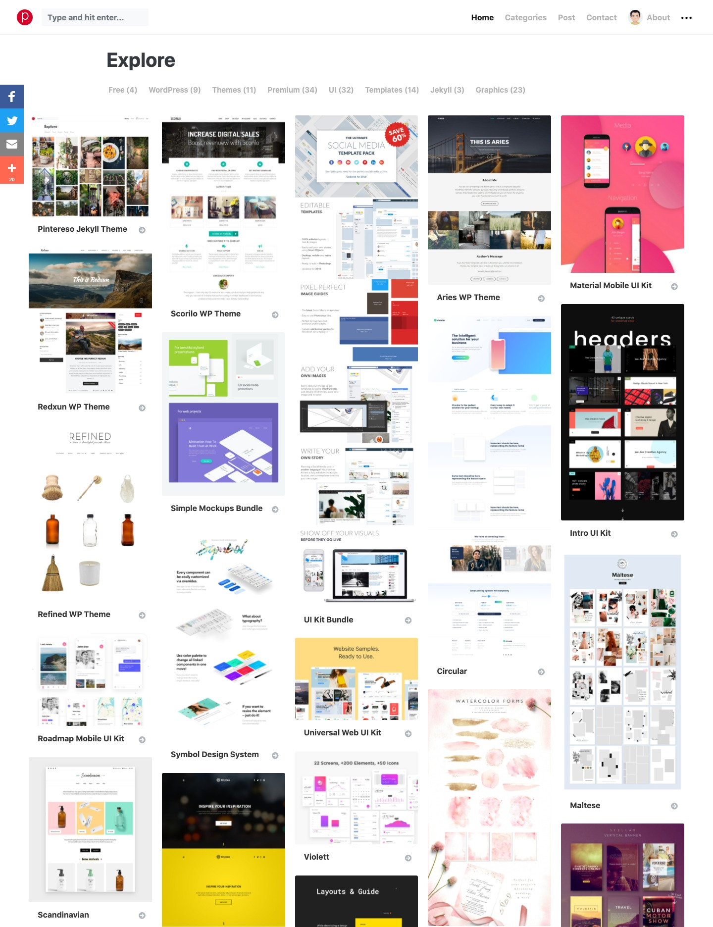 Pintereso – Pinterest style grid theme – Jekyll Themes
