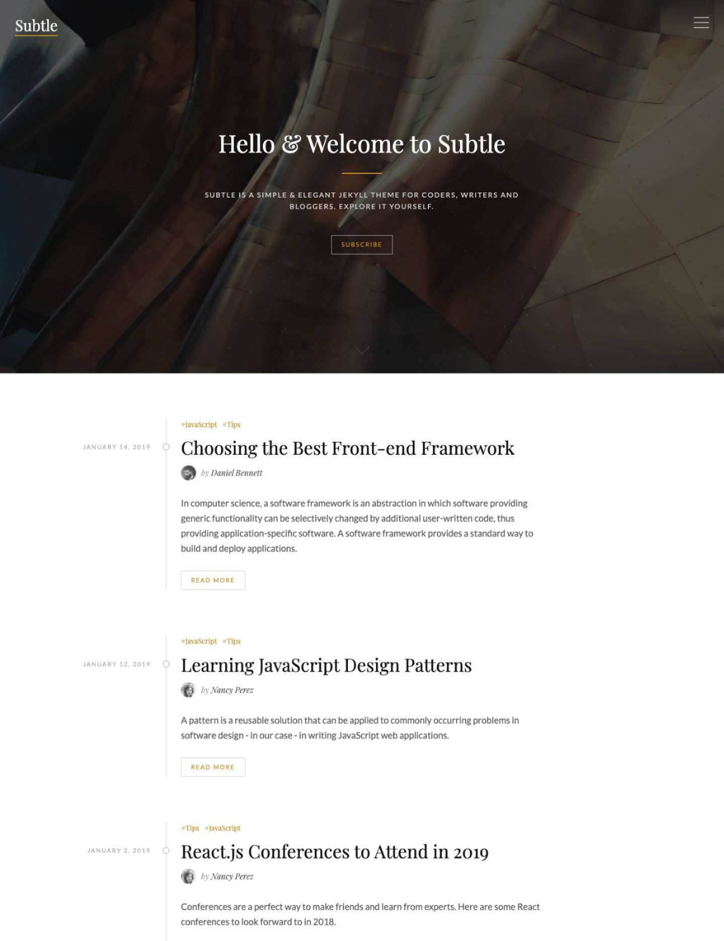 Subtle – Clean, elegant + content-focused theme – Jekyll Themes Subtle – Clean, elegant + content-focused theme – Jekyll Themes